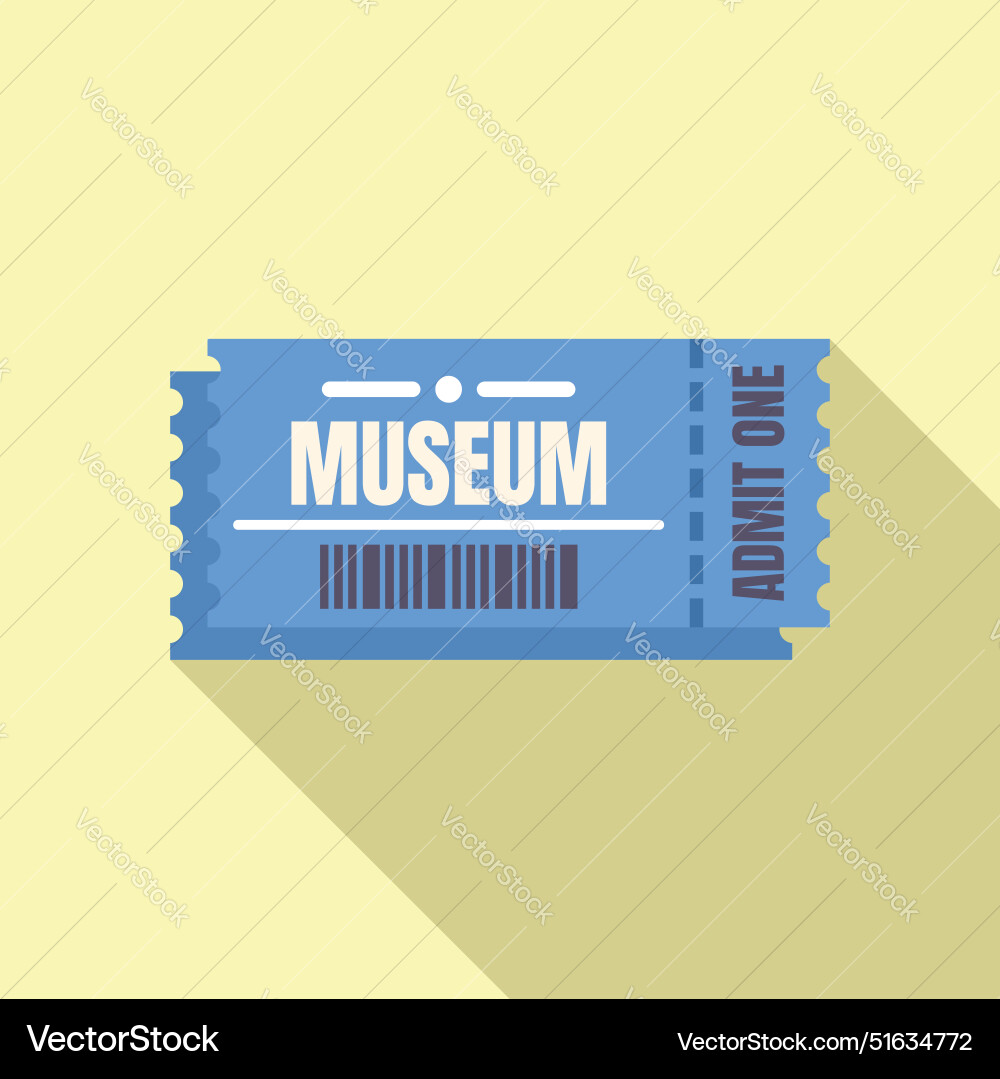 Blue museum ticket admit one allowing entry for Vector Image
