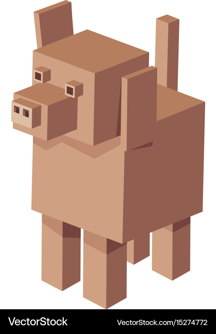 Cubical dog cartoon character Royalty Free Vector Image