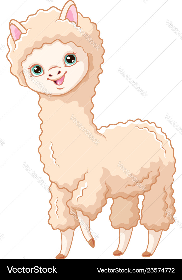 Cute llama cartoon Royalty Free Vector Image - VectorStock