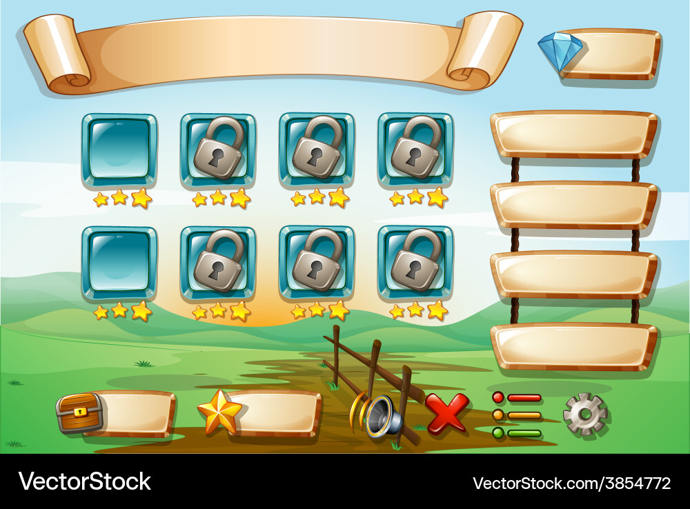 Game template Royalty Free Vector Image - VectorStock