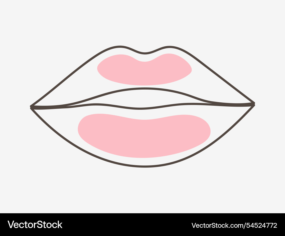 Hand drawn outlined lips Royalty Free Vector Image