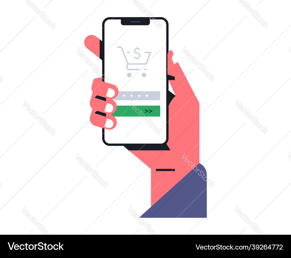 Hand halten ein Telefon-Menü für die Eingabe Vektorbild