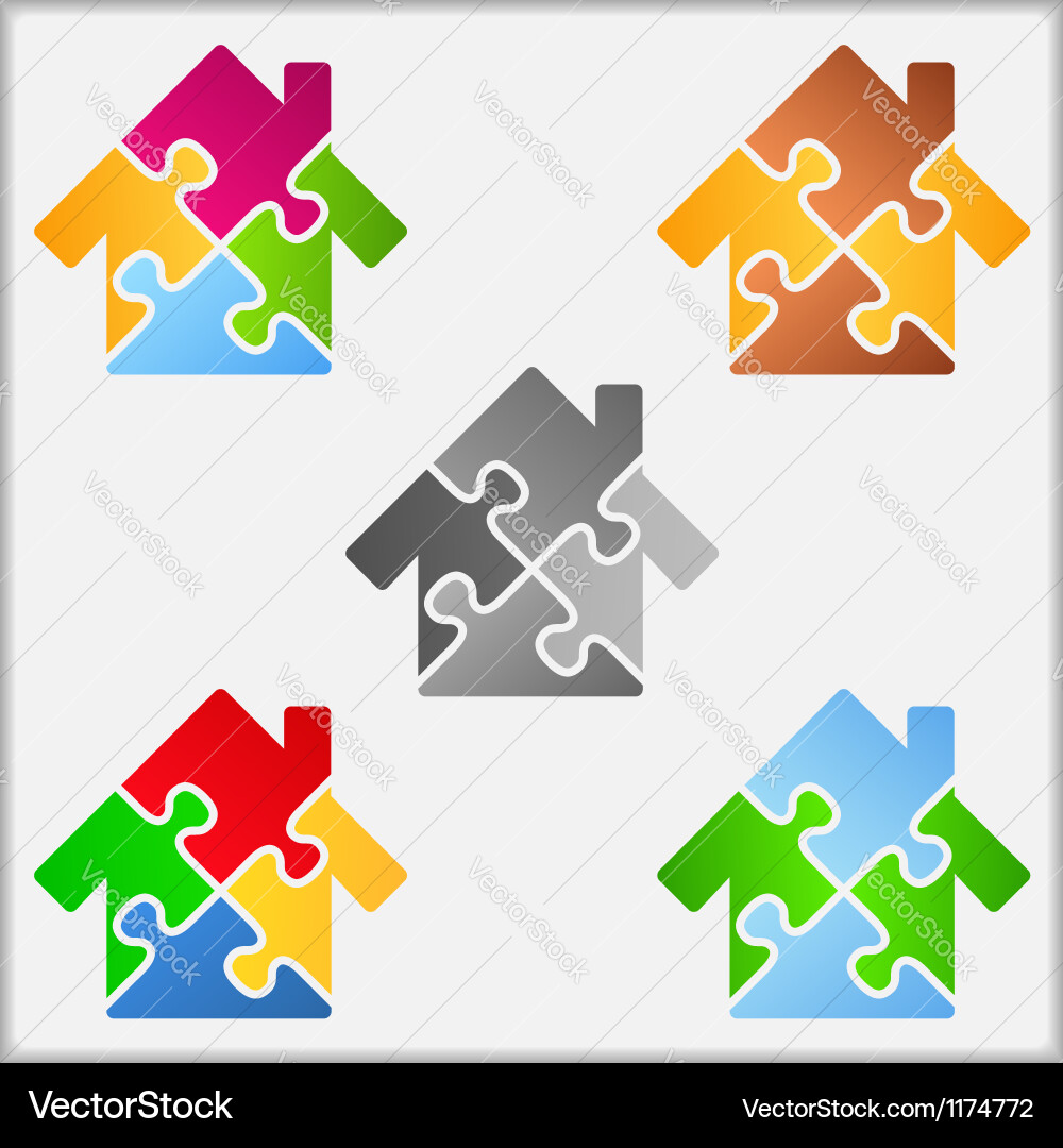 Puzzle house Royalty Free Vector Image - VectorStock