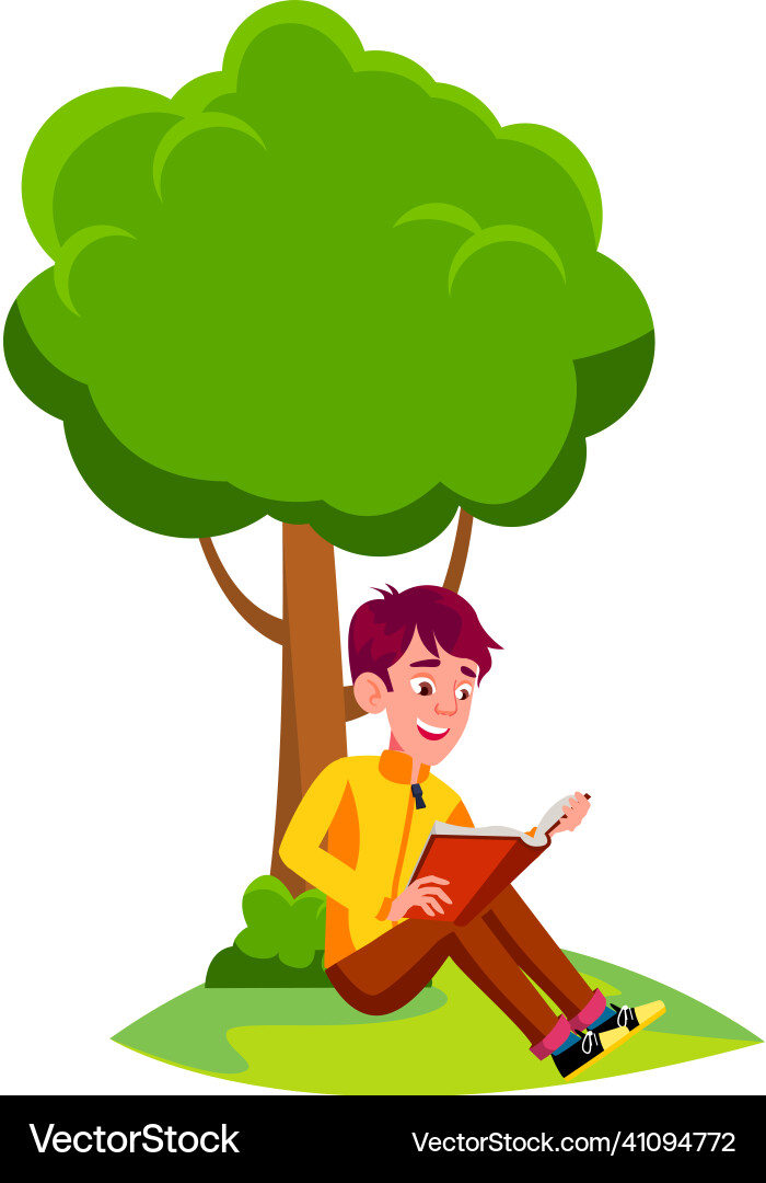Teen boy reading book Royalty Free Vector Image