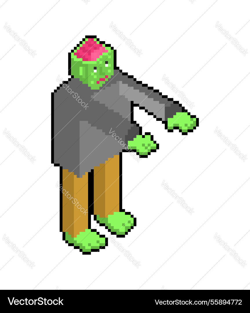 Zombie Pixel Kunst 8 Bit tot Mann Monster pixeled Vektorbild