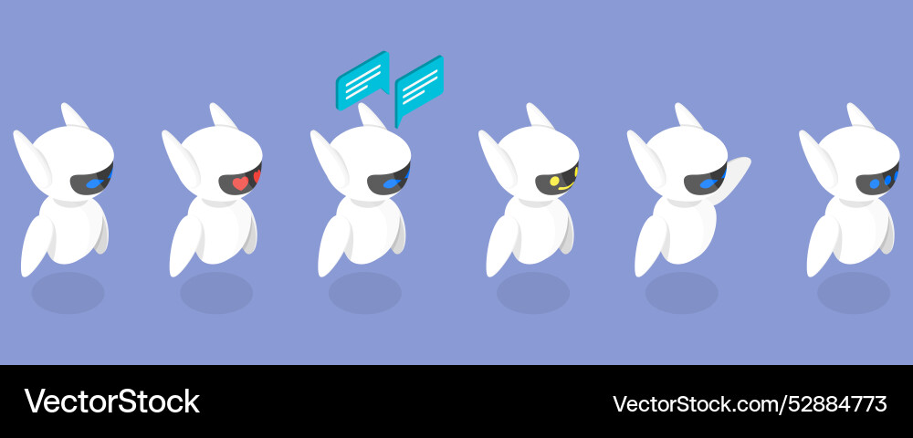 3d isometric flat of chatbot Royalty Free Vector Image