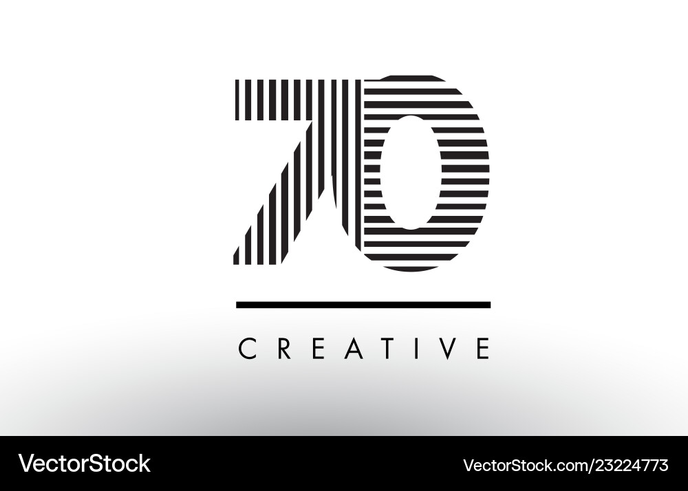 70 black and white lines number logo design Vector Image