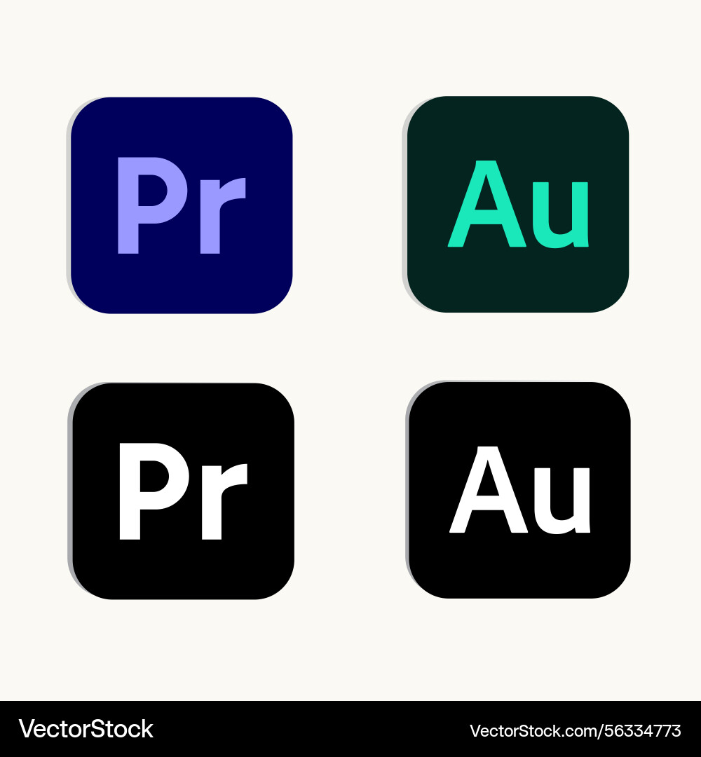 Adobe applications premiere pro audition Vector Image