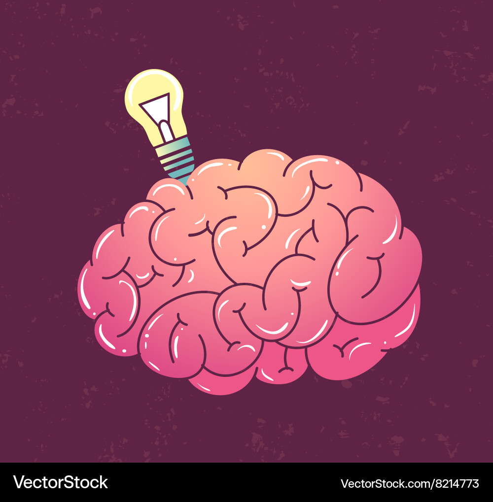 Brain with lamp Royalty Free Vector Image - VectorStock