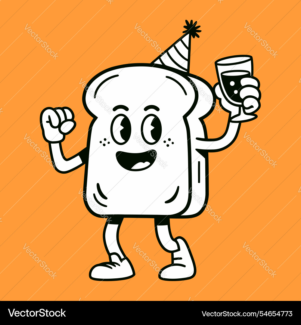 Cheerful Toast Party Character Royalty Free Vector Image