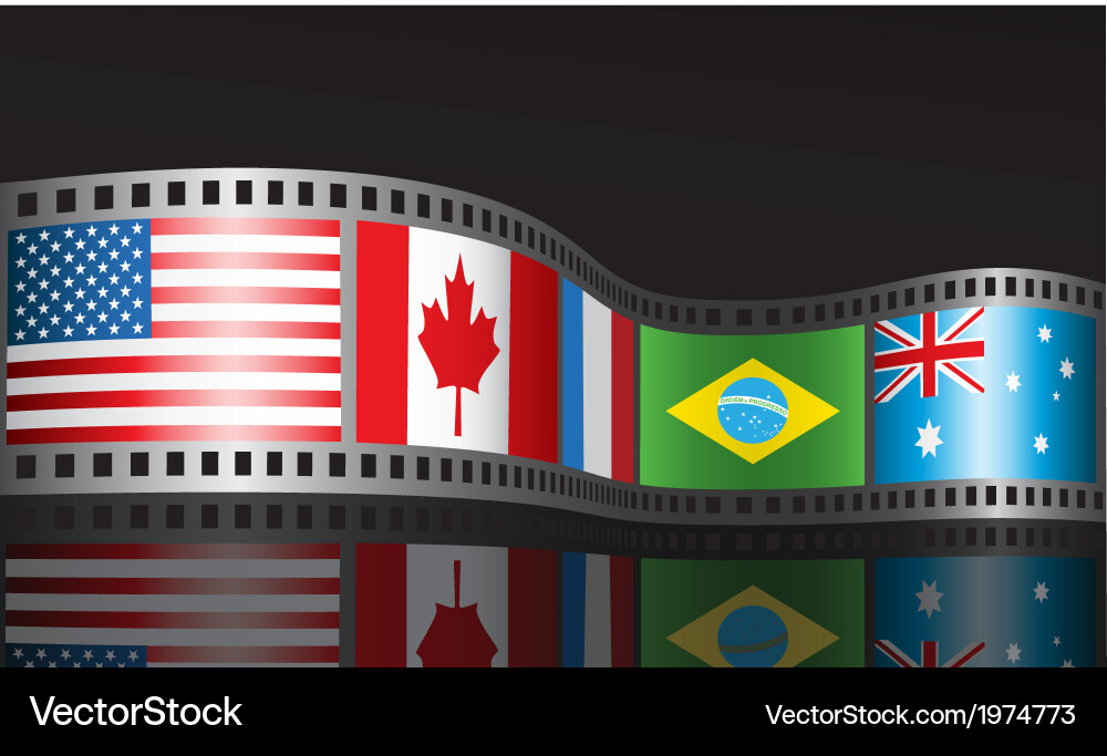 Flags on Film Reel Royalty Free Vector Image - VectorStock