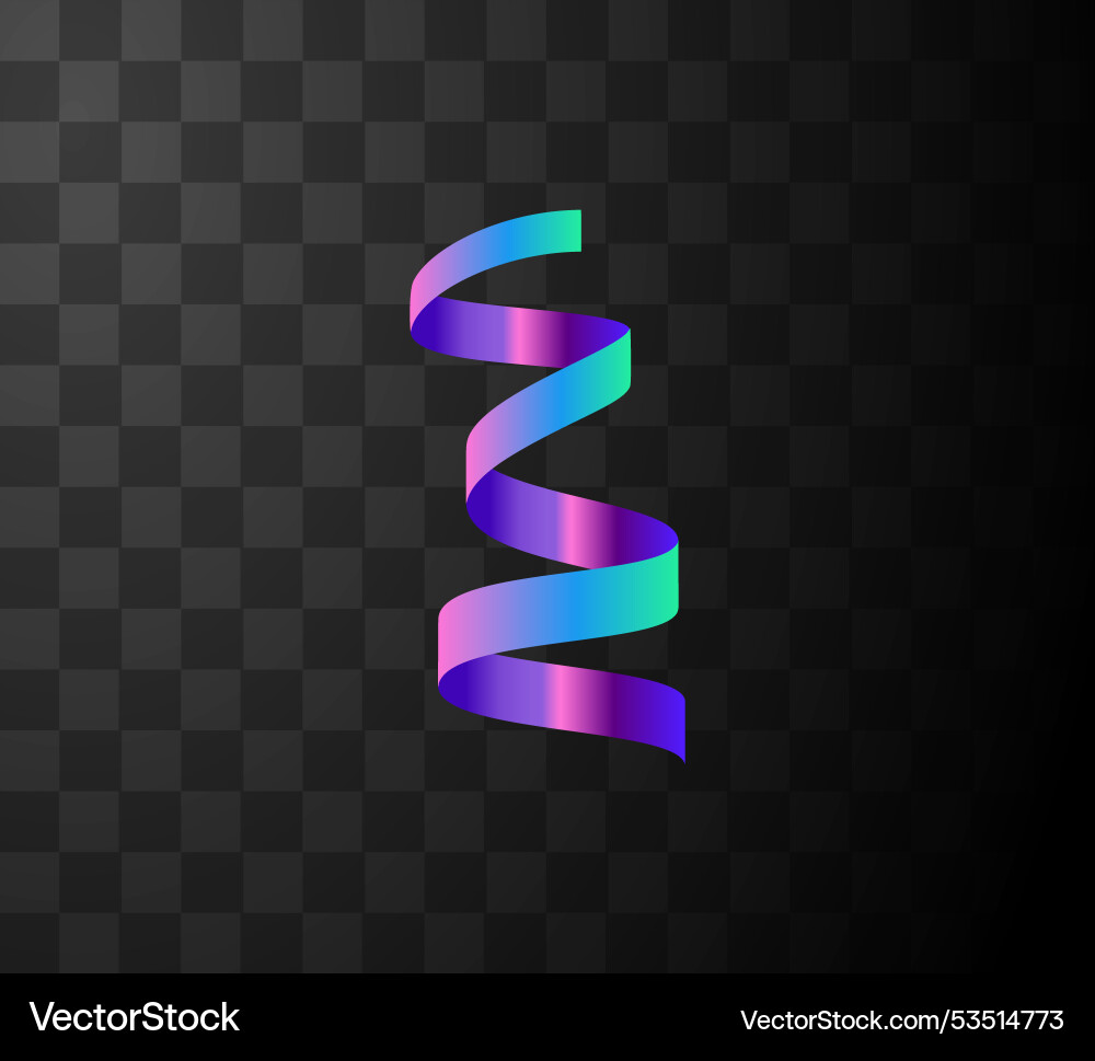 Realistic confetti holographic curly ribbon Vector Image