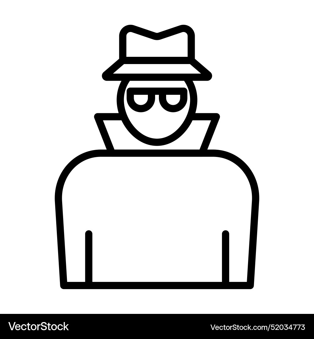 Secret agent linear logo mark in black and white Vector Image