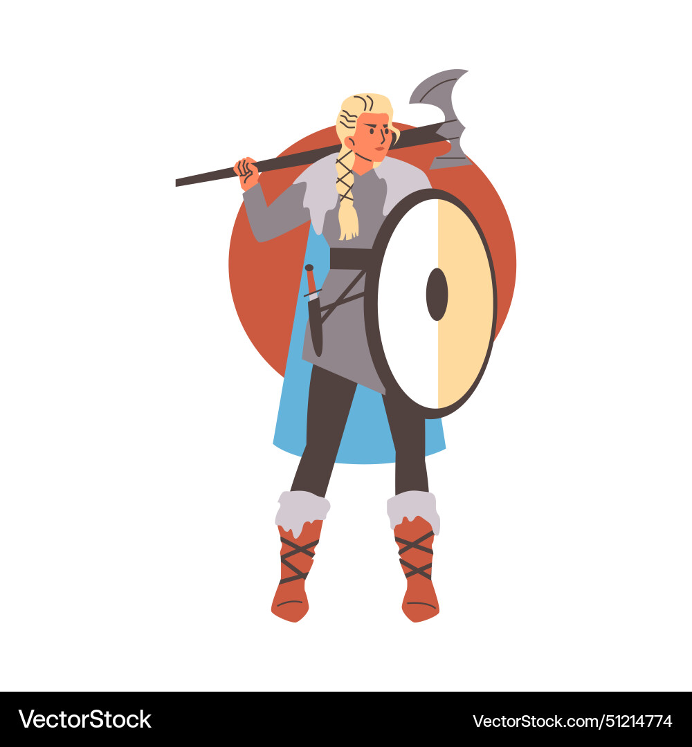 A scandinavian warrior woman Royalty Free Vector Image
