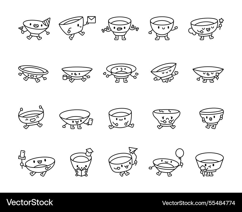 Adorable plate character set showcasing a festive Vector Image