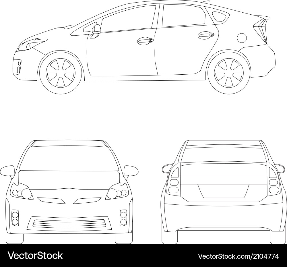 City Car Line Art Blueprint Royalty Free Vector Image
