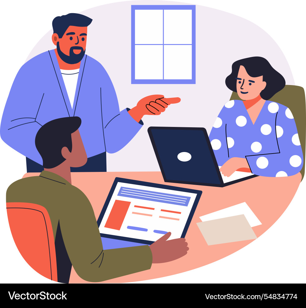 Team conversation flat character Royalty Free Vector Image