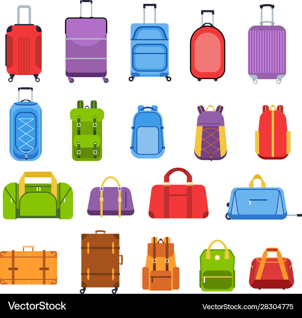 Baggage suitcases luggage and handle bags Vector Image