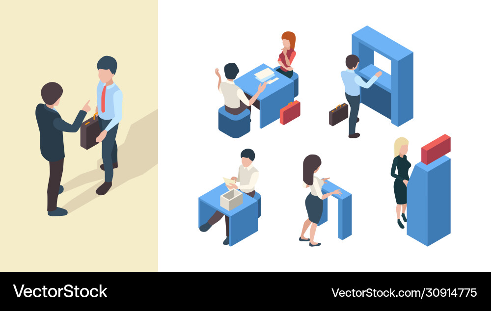 Bank clients business service managers reception Vector Image