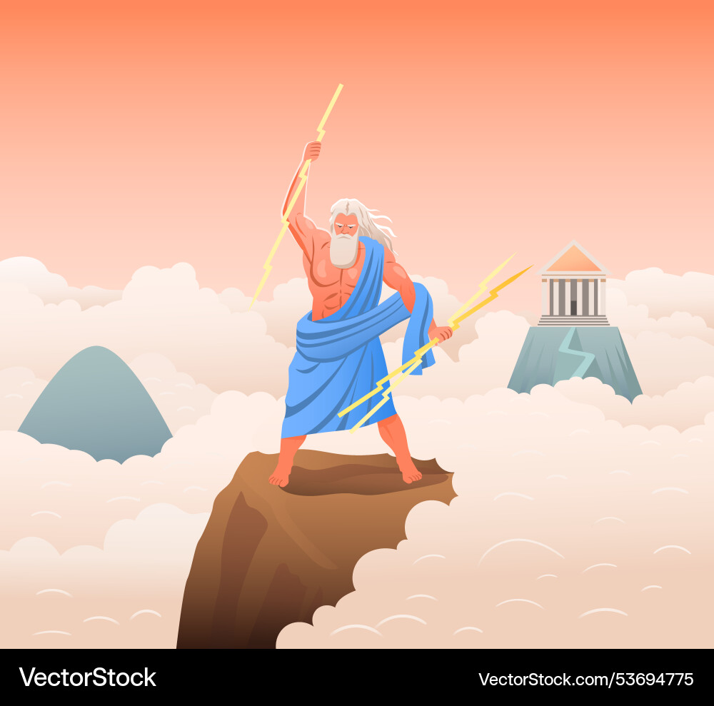 Greek god zeus poster with father of gods Vector Image