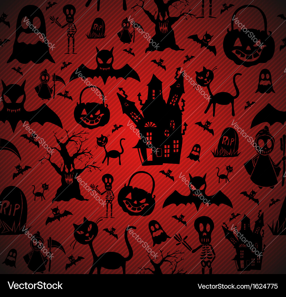 Halloween elements seamless pattern background Vector Image