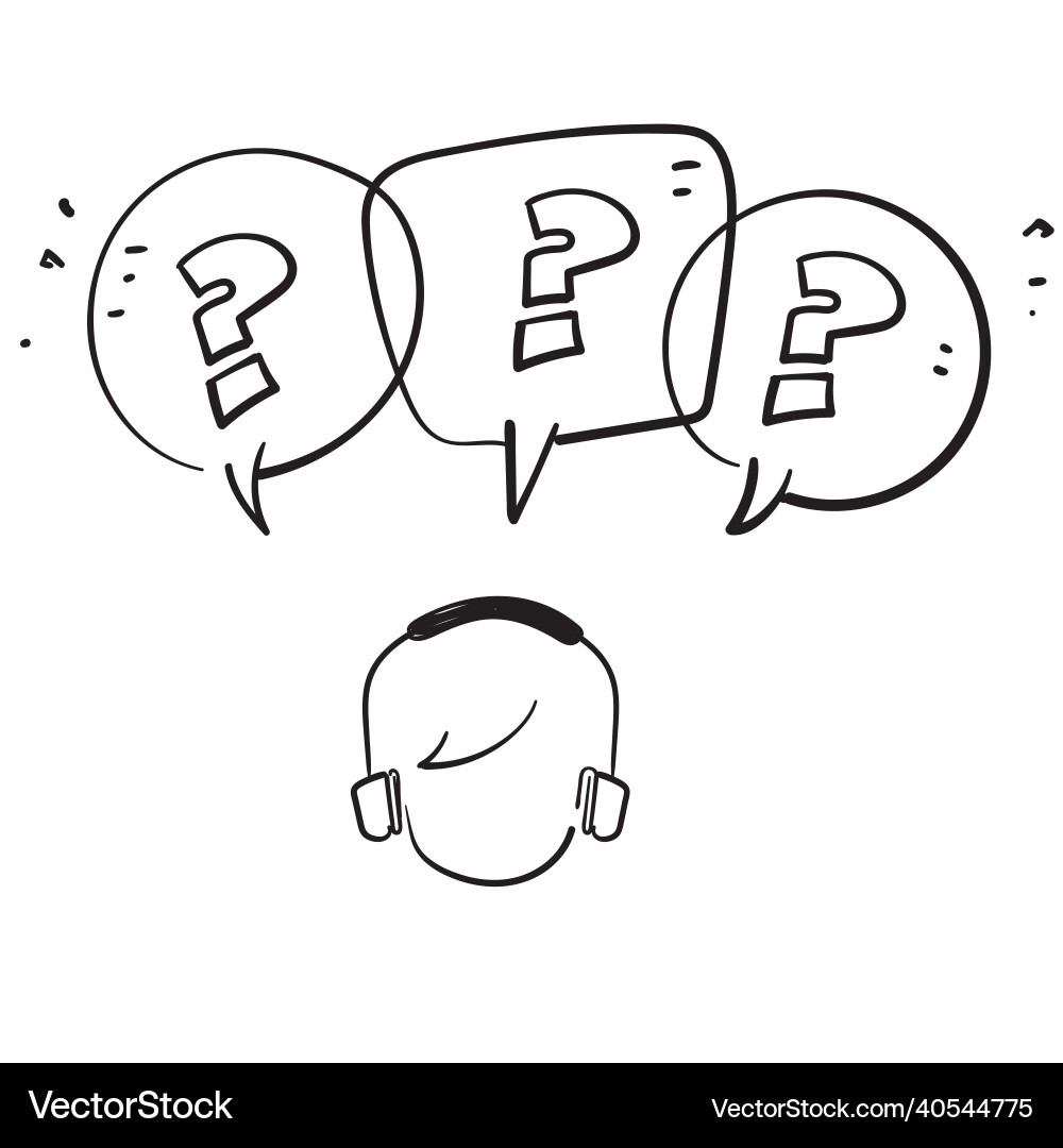 Hand drawn doodle message box with question mark Vector Image