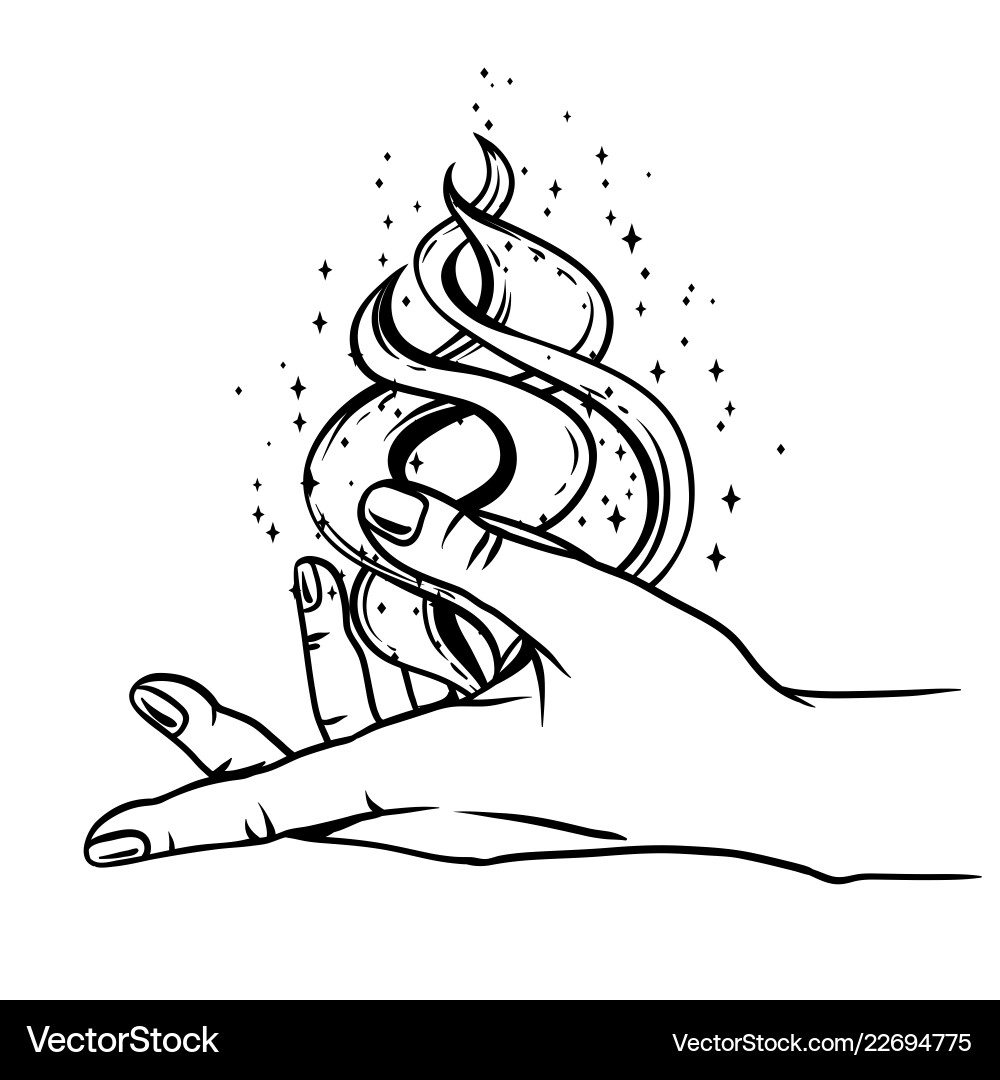 Magic Hand with Fire Flames Royalty Free Vector Image