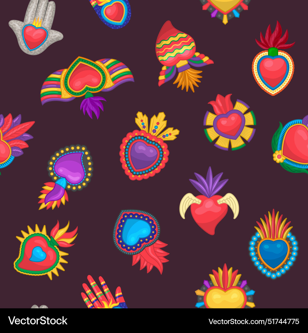 Mexican hearts pattern authentic symbols Vector Image