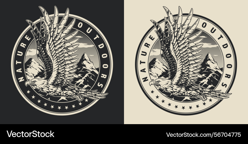 Nature-inspired eagle adventure design Royalty Free Vector