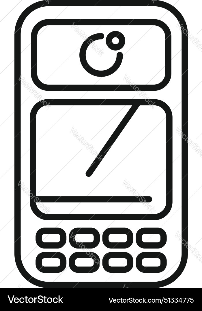Vintage mobile phone line art Royalty Free Vector Image