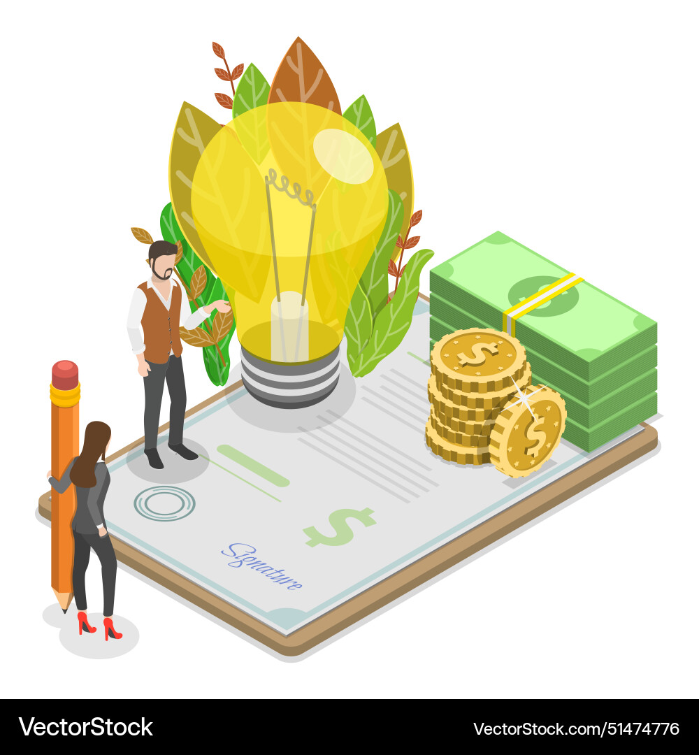 3d isometric flat of sustainability Royalty Free Vector