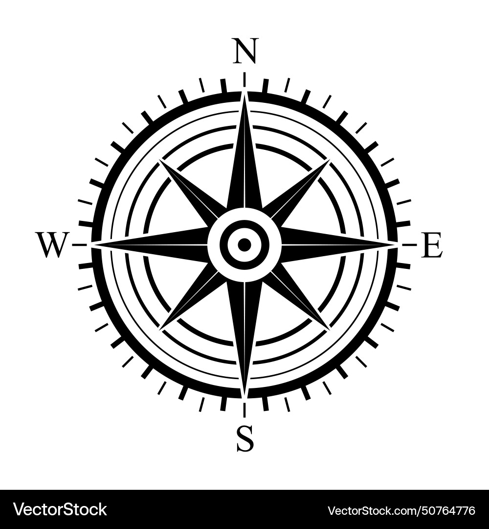 Compass icon symbol black Royalty Free Vector Image