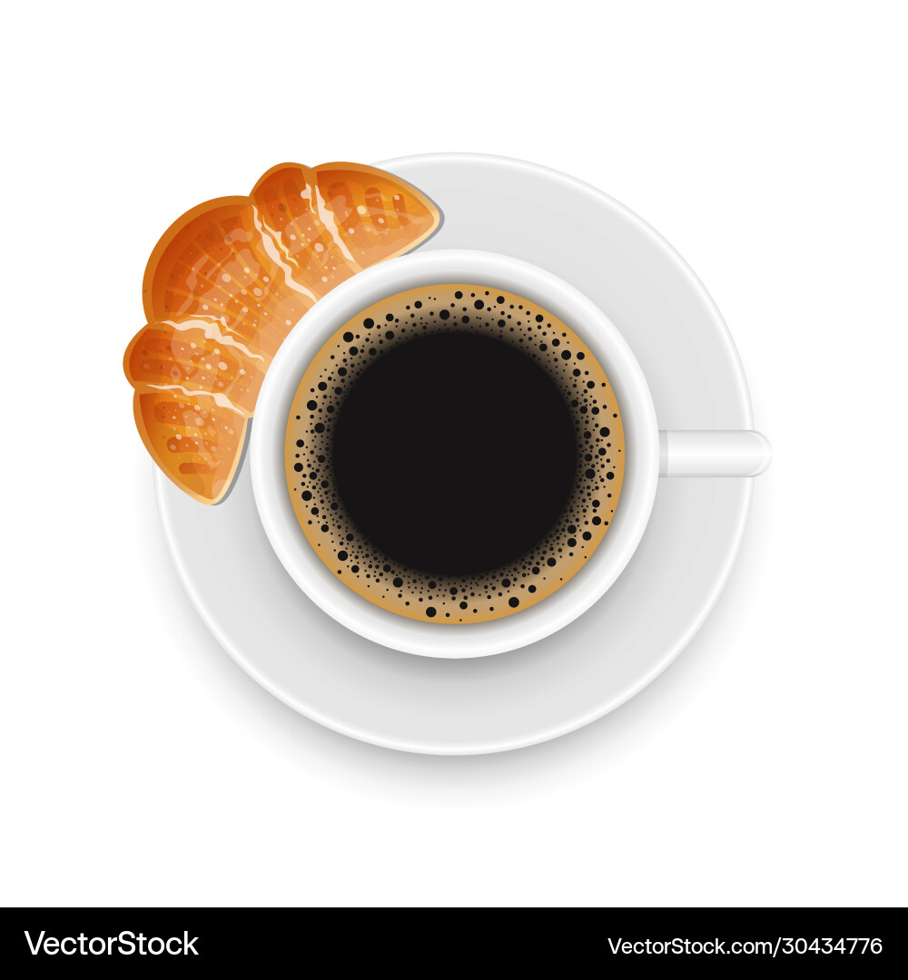 Cup coffee and croissant Royalty Free Vector Image