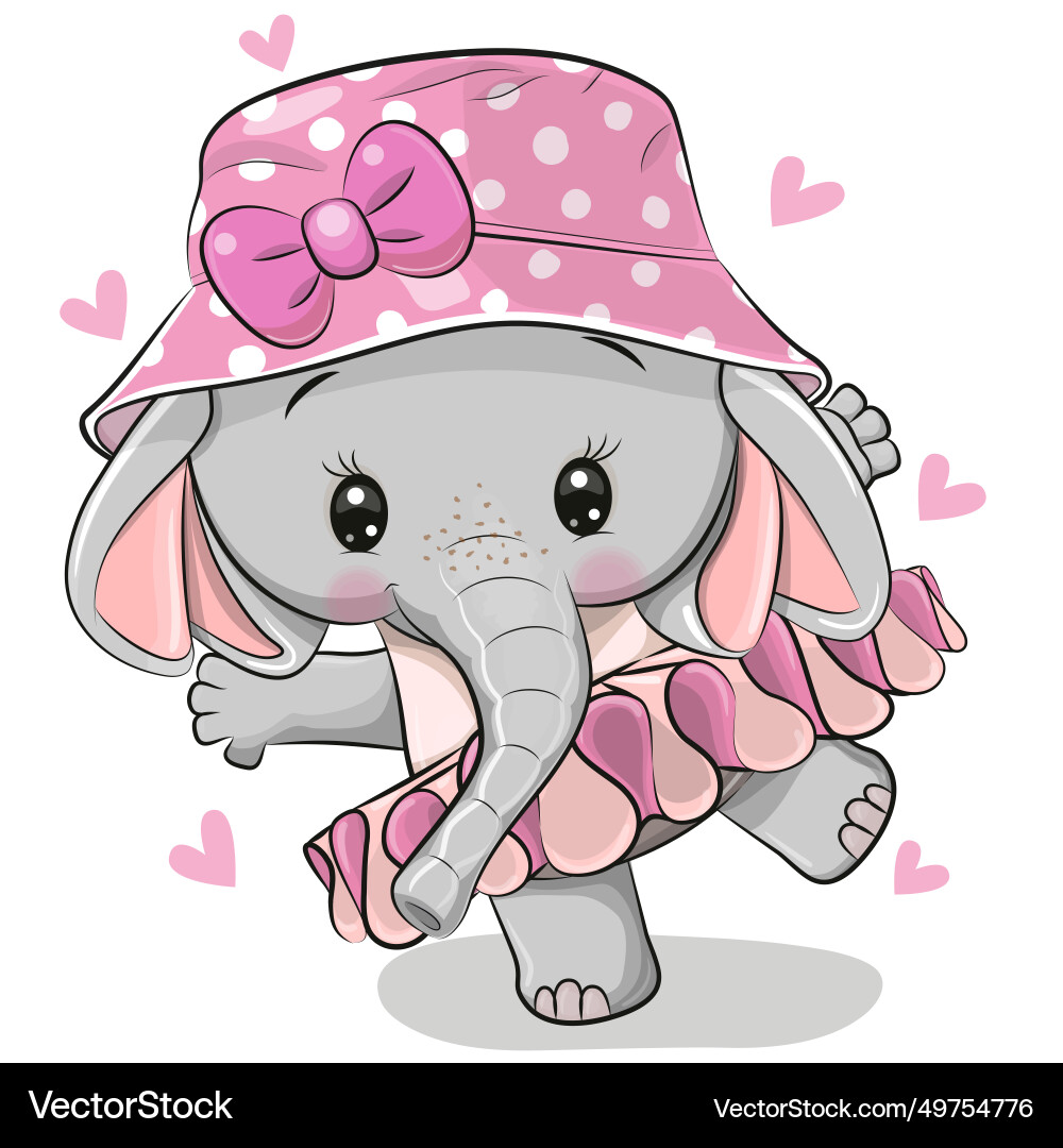 Cute Pink Ballerina Elephant Royalty Free Vector Image