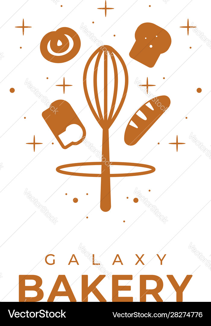 Galaxy bakery logo symbol bread product Royalty Free Vector