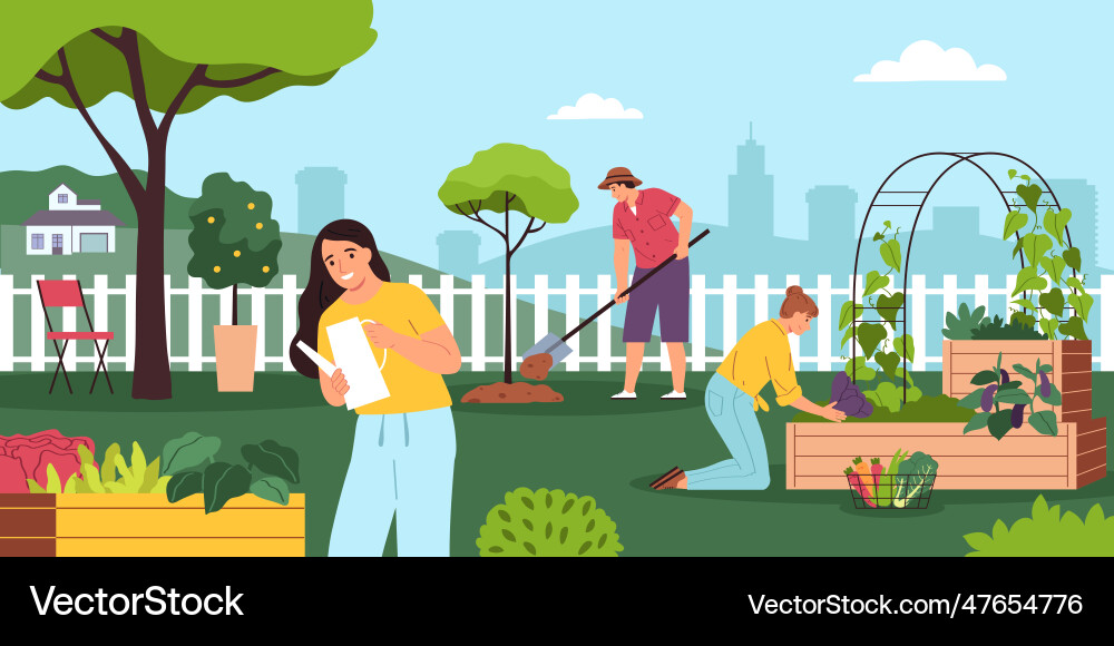 Gemeinschaftsgarten Lizenzfreies Vektorbild - VectorStock