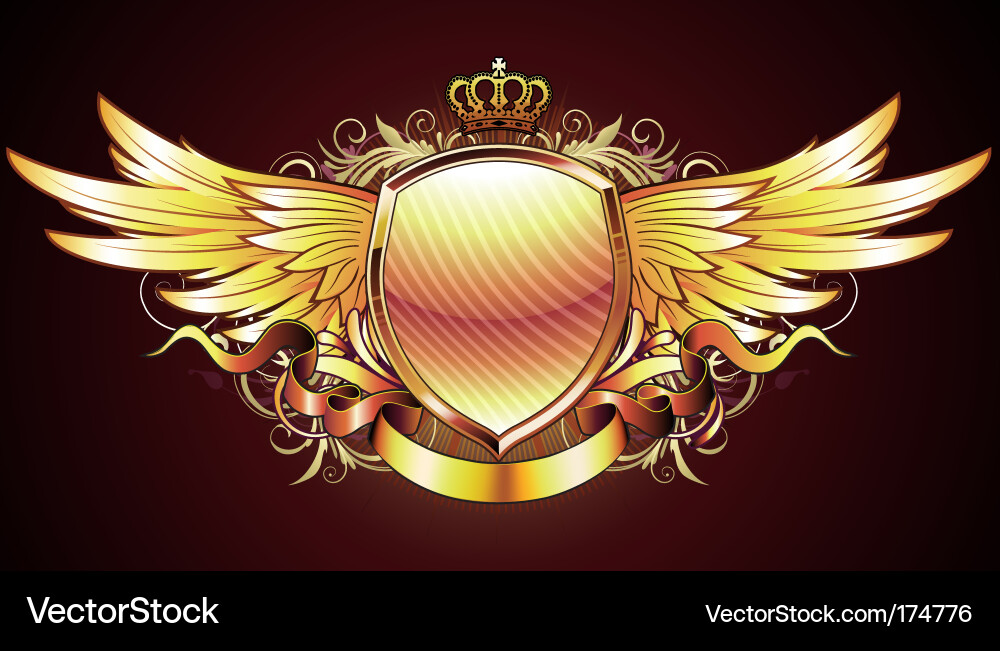 Heraldic golden shield Royalty Free Vector Image