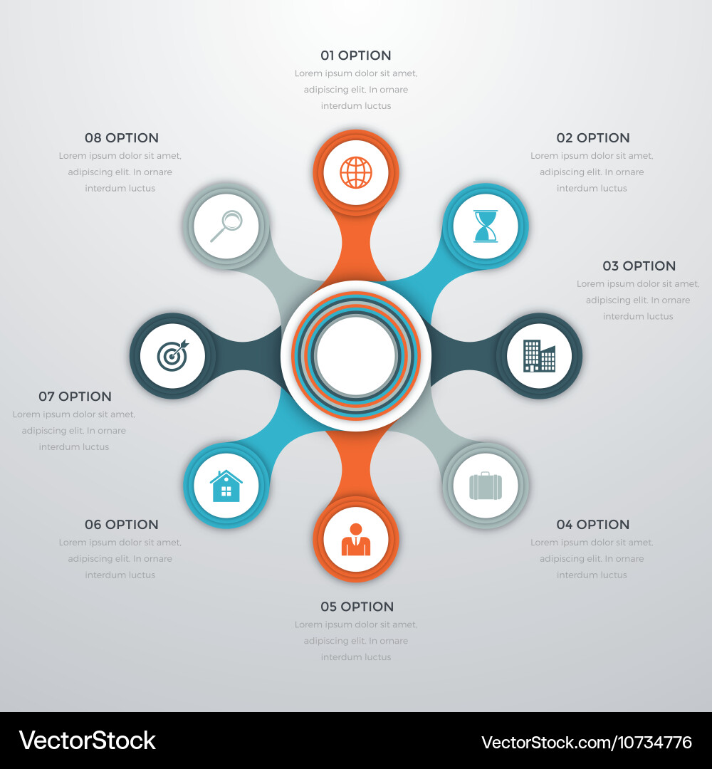 Infographics eight options Royalty Free Vector Image