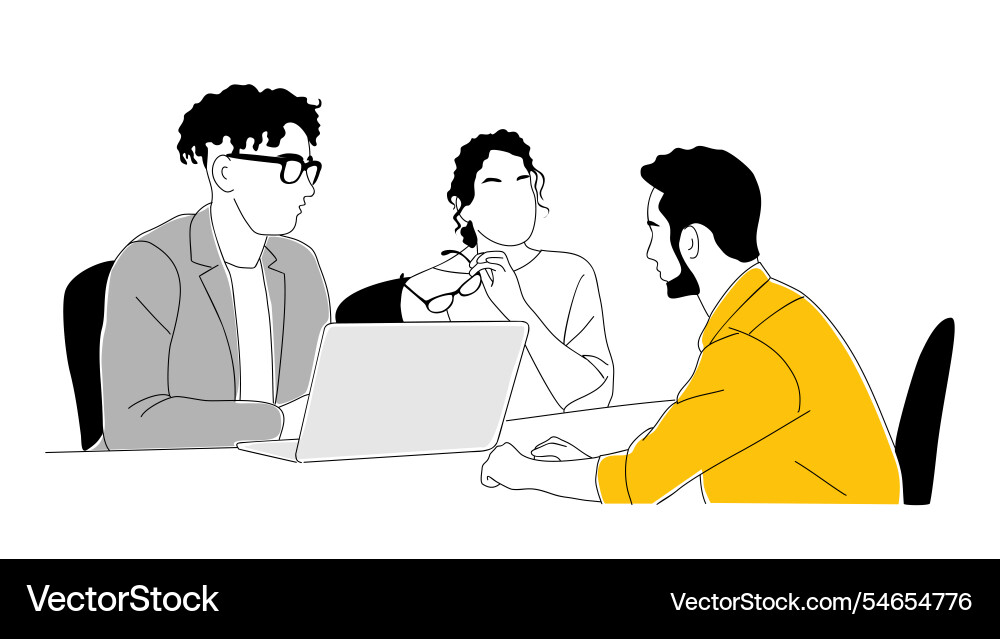 Job interview outline drawing isolated on white Vector Image