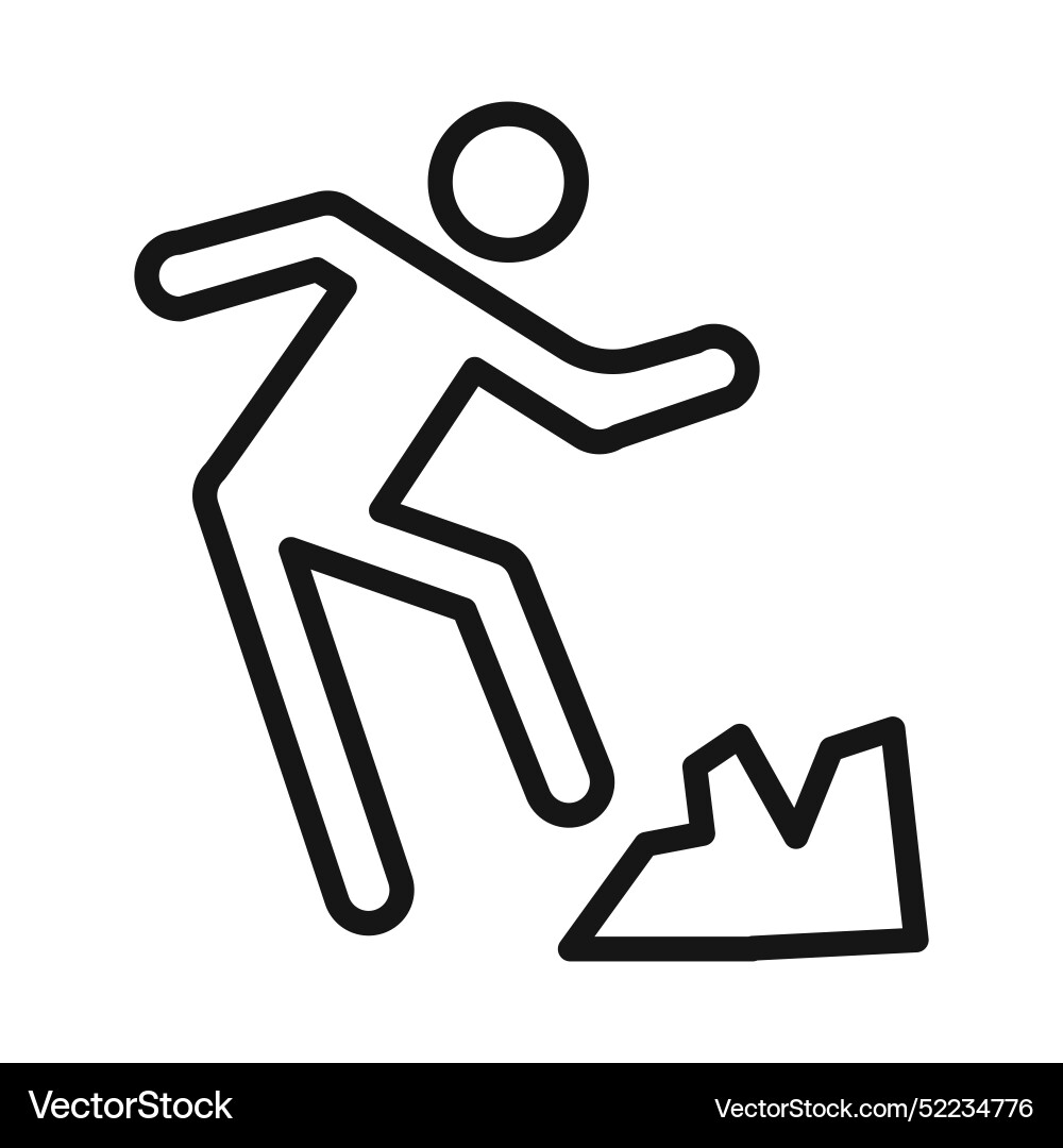 Man tripping icon black line art logo Royalty Free Vector