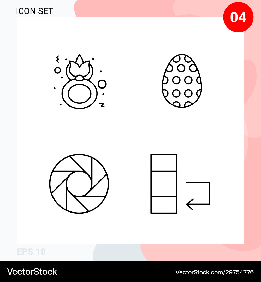 Pack 4 icons in line style creative outline Vector Image