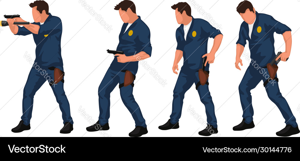 Policeman in set Royalty Free Vector Image - VectorStock