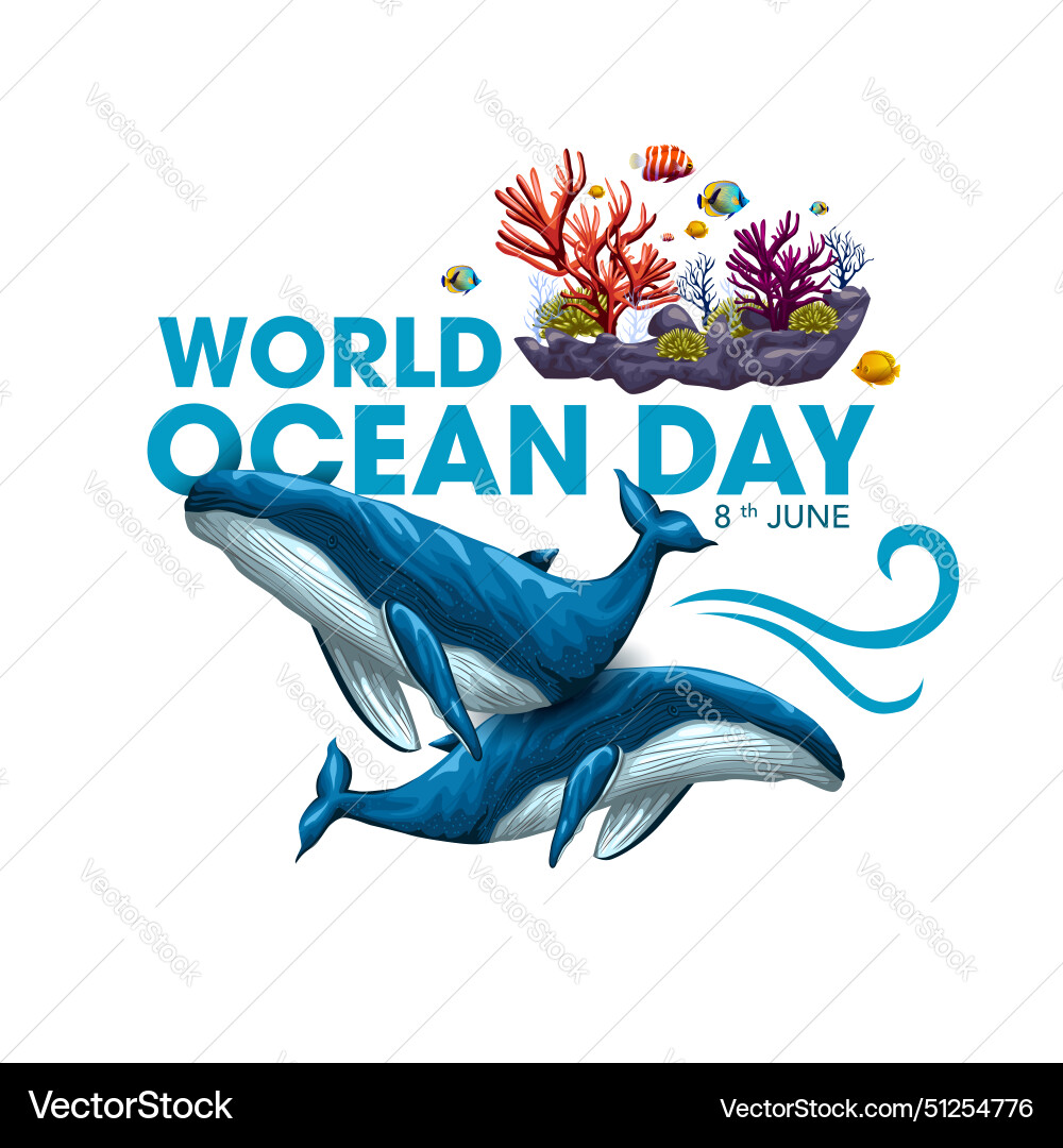 Save our oceans world day design Royalty Free Vector Image