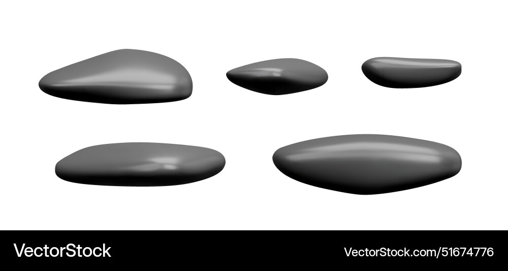 Smooth black stones 3d set Royalty Free Vector Image