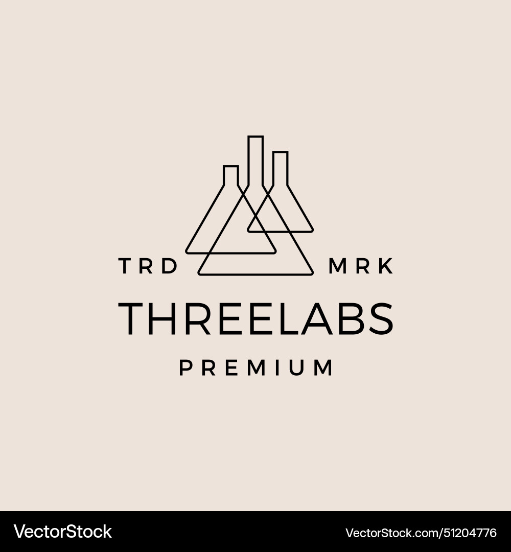 Three lab flask glassware labware hipster vintage Vector Image