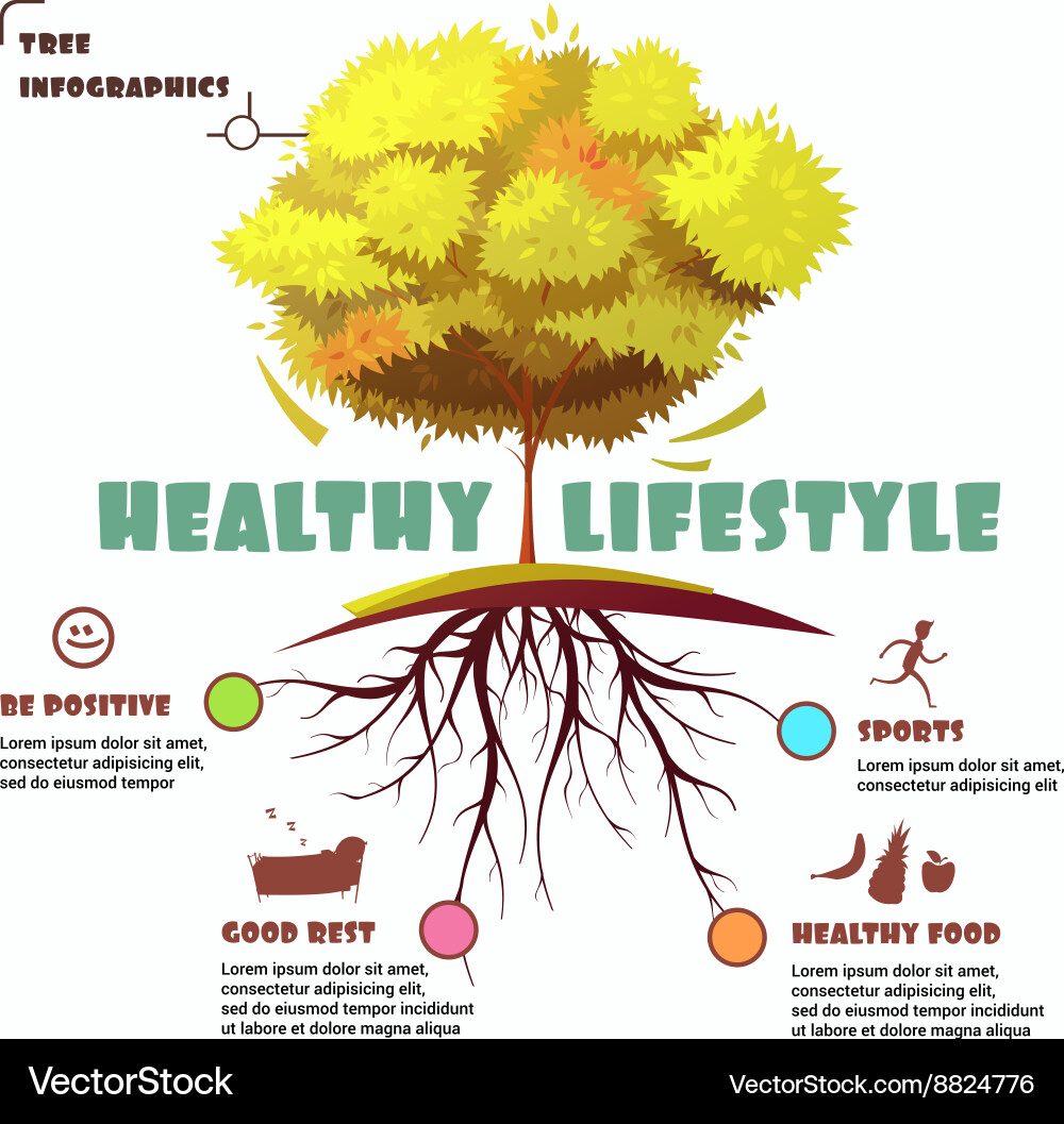 Tree with root infographic Royalty Free Vector Image