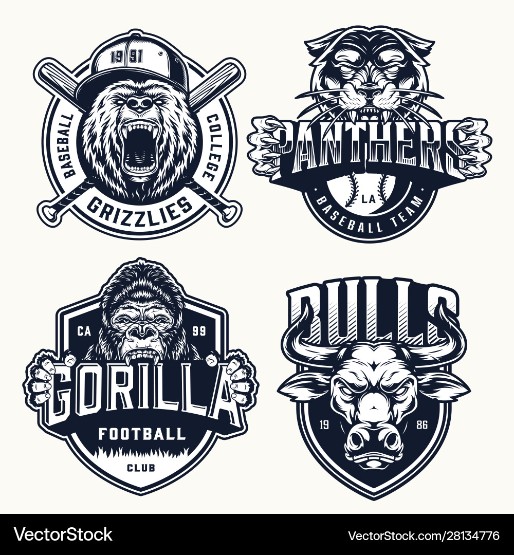 Vintage sport teams emblems set Royalty Free Vector Image