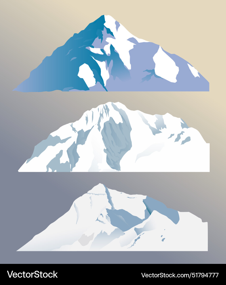 A set of snowy mountains Royalty Free Vector Image