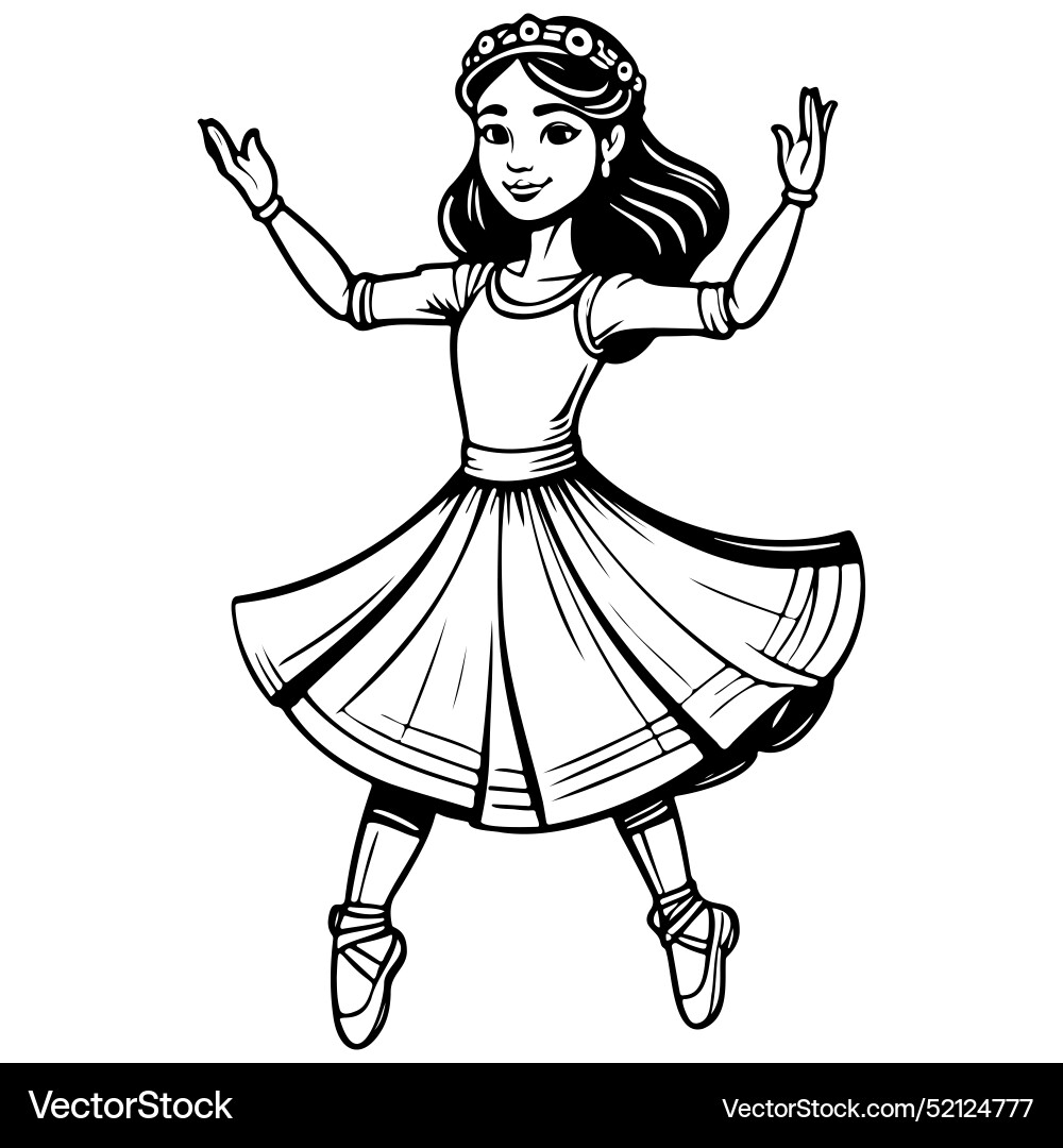 Cartoon dancer monochrome hand drawn line Vector Image