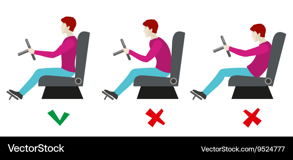 Driver Posture: Correct vs. Incorrect Royalty Free Vector
